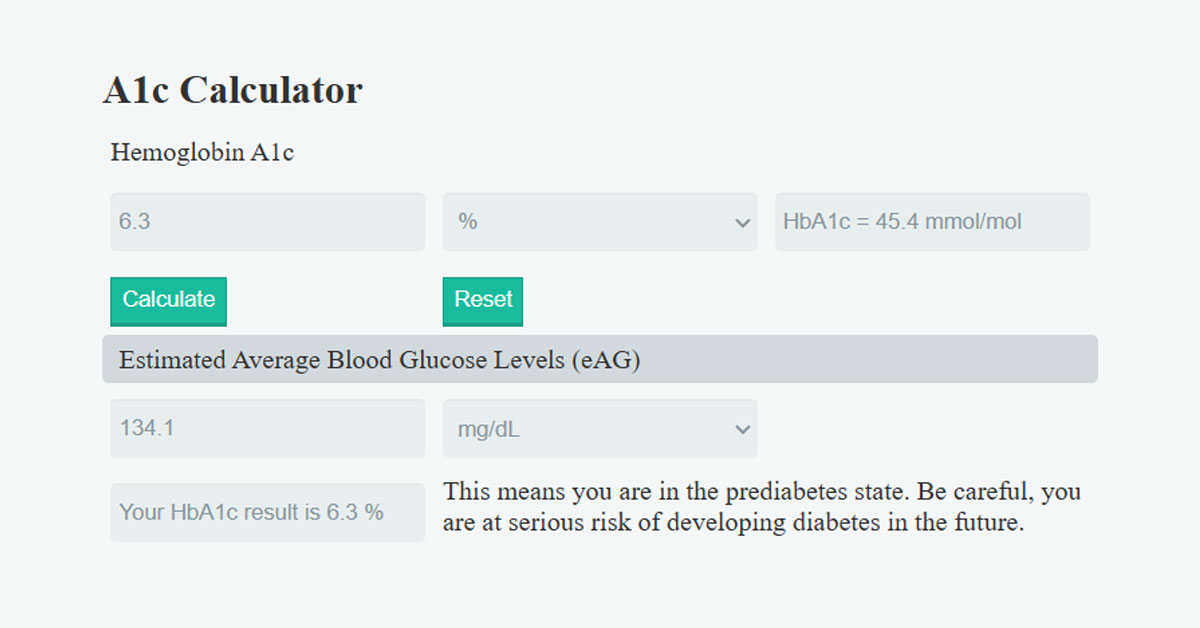 A1c Calculator - Calculate HbA1c to eAG | Medicinefiles